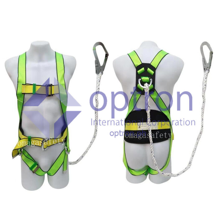 Full Body Harness with Back Support + Single Lanyard - Optron